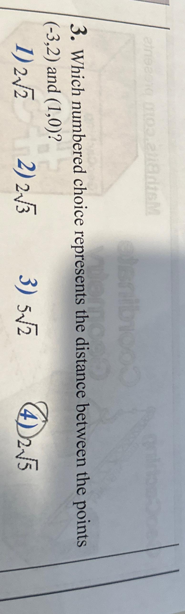 Solved Which numbered choice represents the distance between | Chegg.com