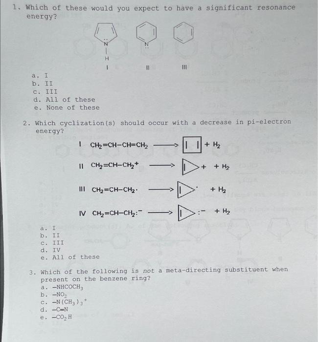 Solved 1. Which of these would you expect to have a | Chegg.com