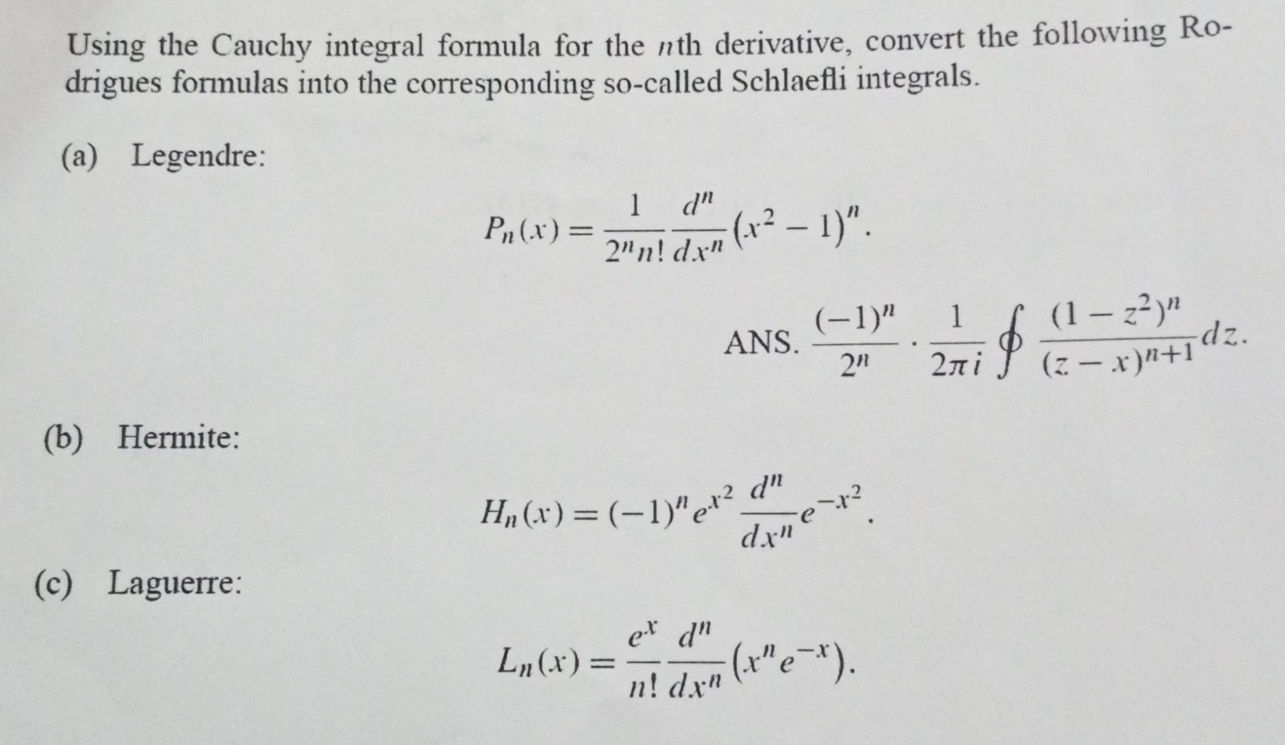 Solved Using the Cauchy integral formula for the nth | Chegg.com