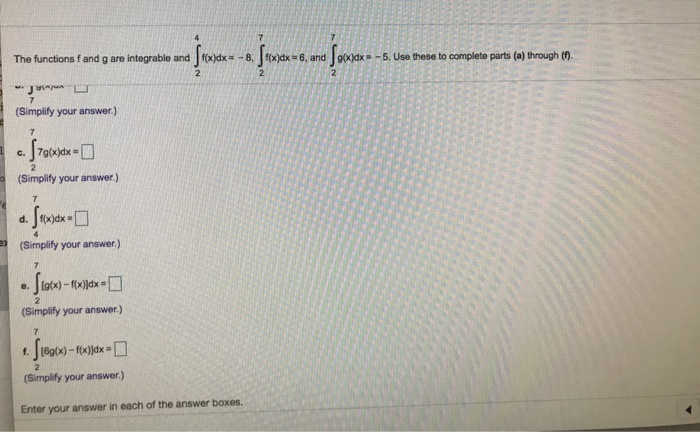 Solved The functions f and g are integrable and f(x)dx= -8, | Chegg.com