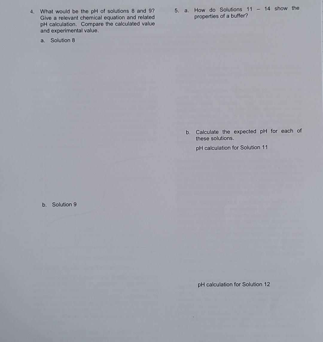 2. Calculate the expected pH of the following | Chegg.com