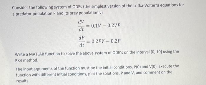 Solved Consider the following system of ODEs (the simplest | Chegg.com
