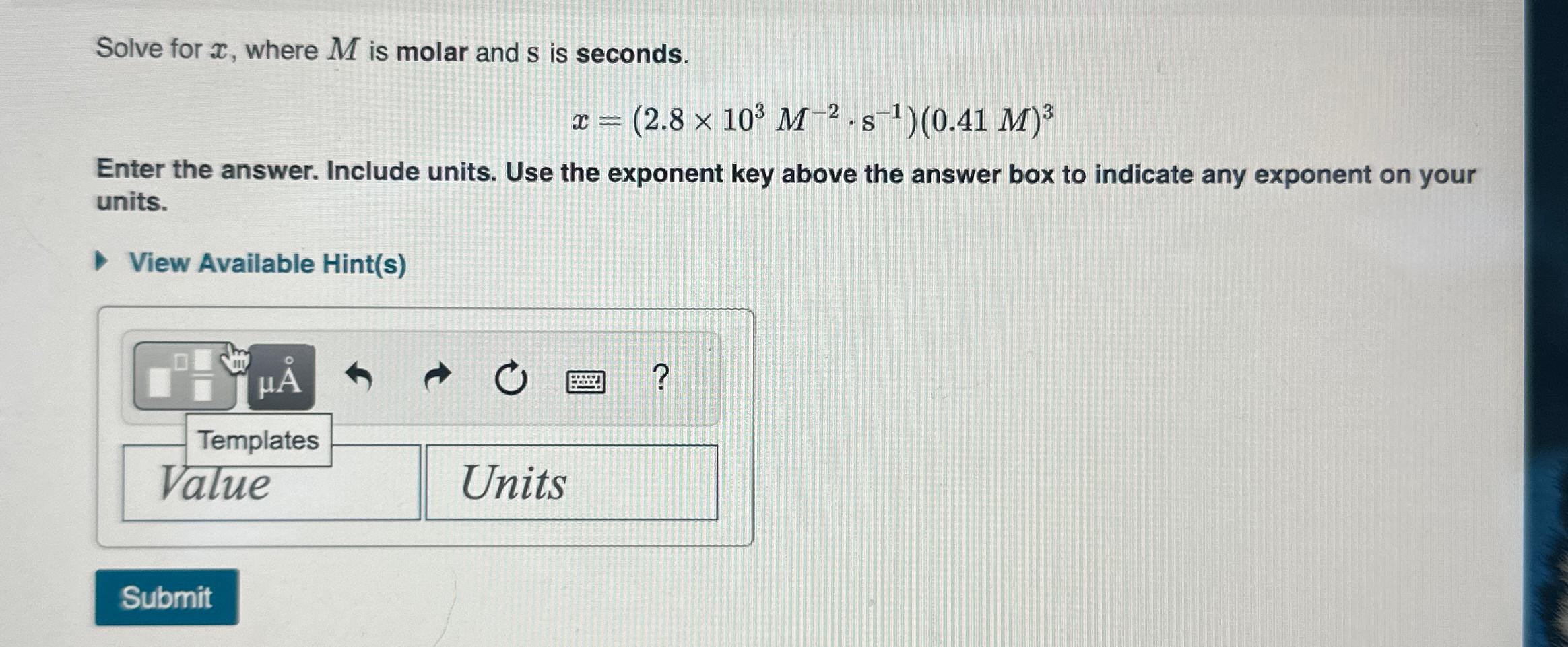 Solved Solve for x, ﻿where M ﻿is molar and s ﻿is | Chegg.com