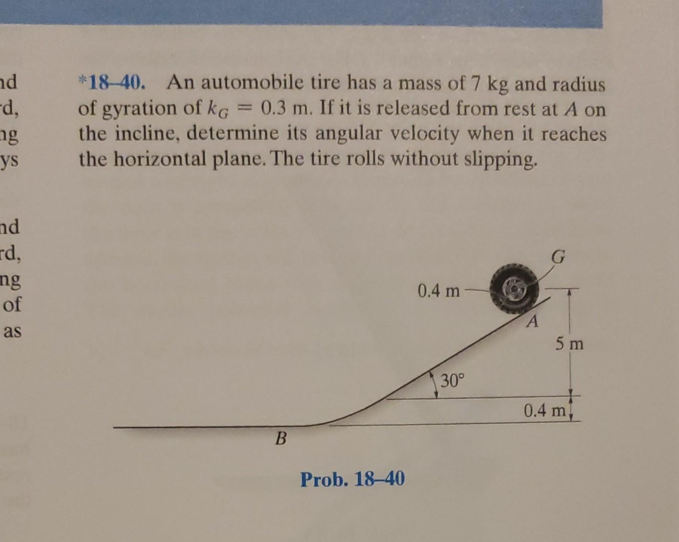 Solved *18-40. An automobile tire has a mass of 7 kg and | Chegg.com