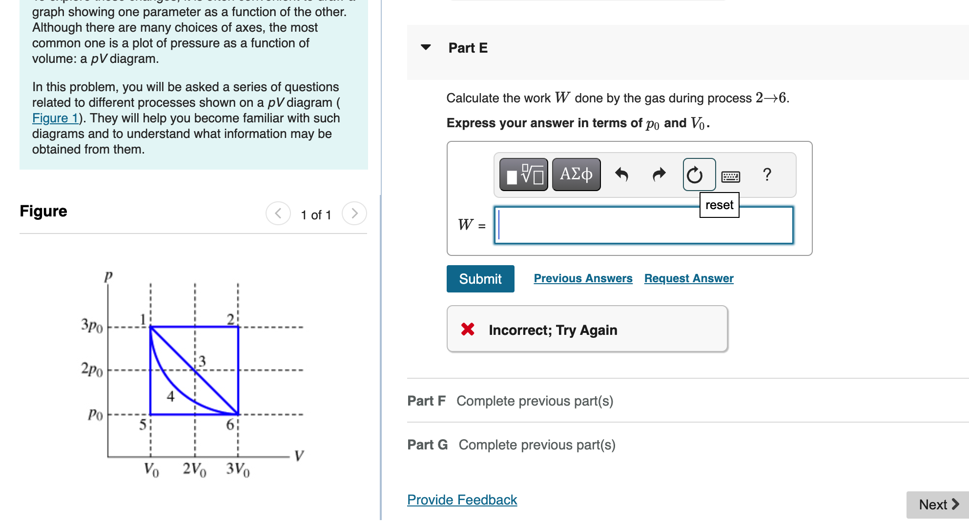 Solved pV ﻿diagram.In ﻿this problem, you will be ﻿asked a | Chegg.com