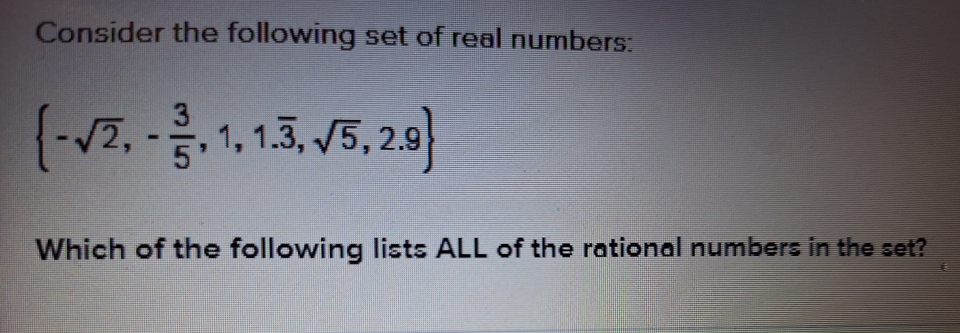 Solved Consider the following set of real | Chegg.com