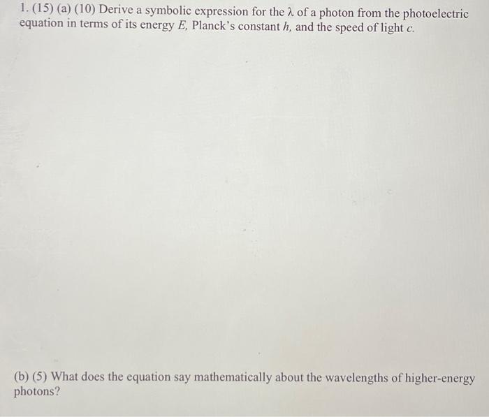 Solved 1. (15) (a) (10) Derive a symbolic expression for the | Chegg.com