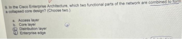 Solved 9. In the Cisco Enterprise Architecture, which two | Chegg.com