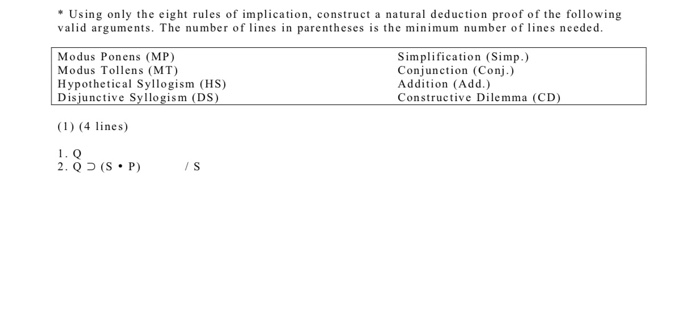 Solved * Using only the eight rules of implication, | Chegg.com