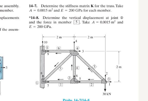 Solved 14 7 Determine The Stiffness Matrix K For The Truss