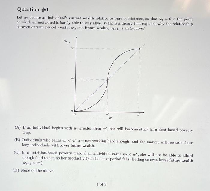 Solved Let wt denote an individual's current wealth relative | Chegg.com