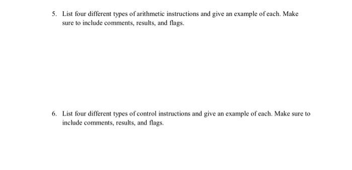 Solved 5. List four different types of arithmetic | Chegg.com