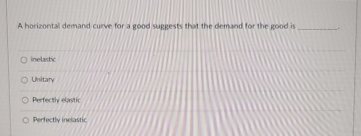 Solved A horizontal demand curve for a good suggests that | Chegg.com