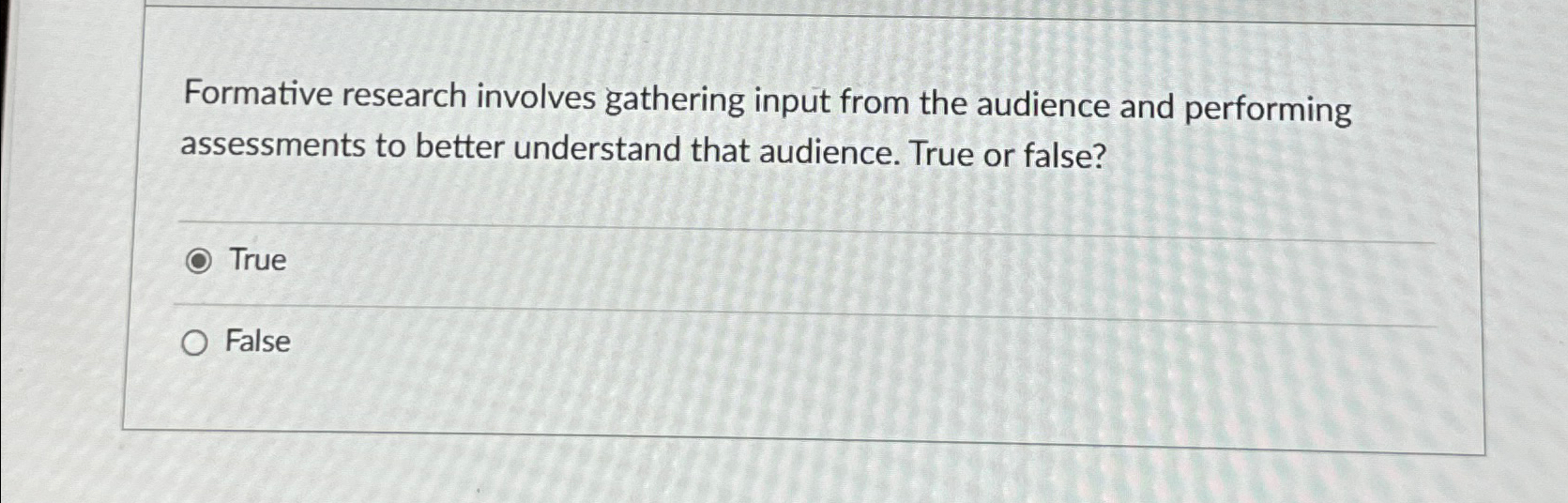 Solved Formative research involves gathering input from the | Chegg.com