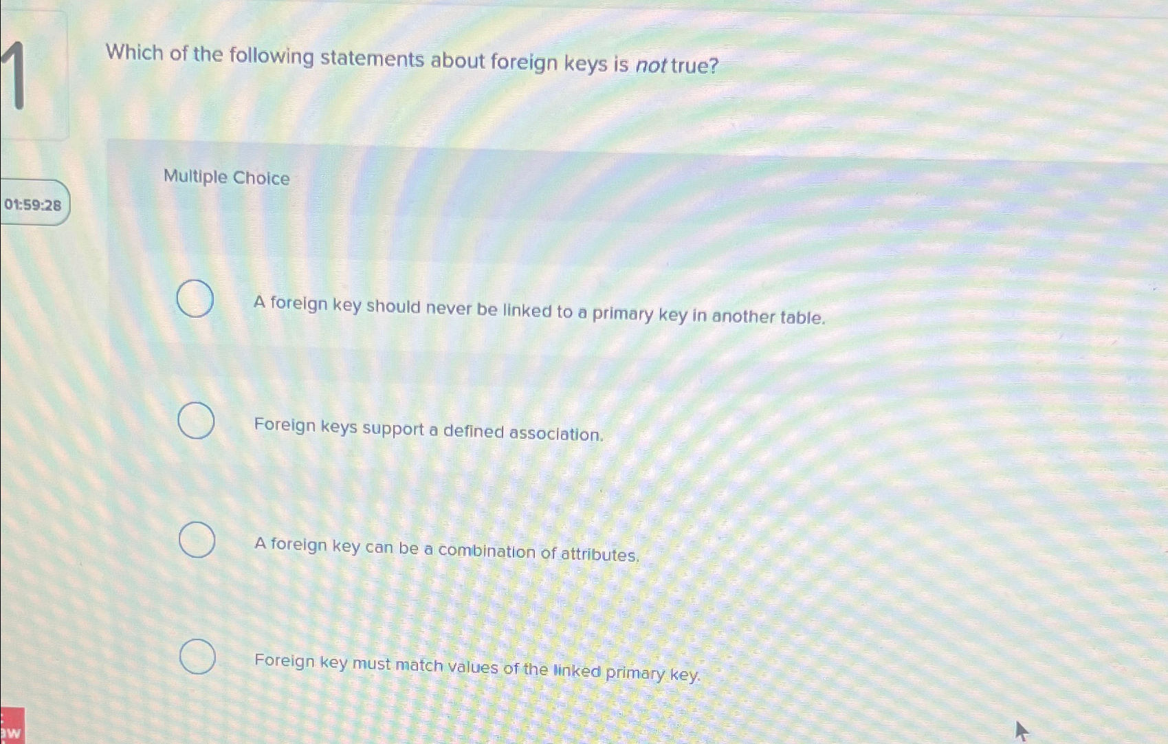 Solved Which of the following statements about foreign keys | Chegg.com