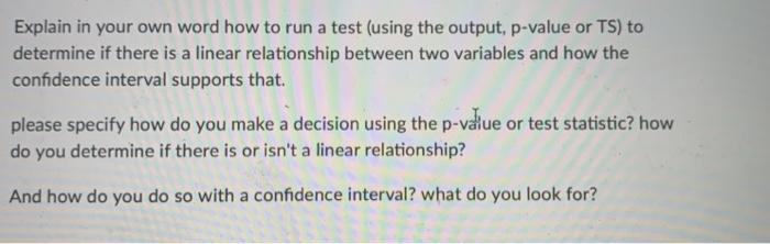 Solved Explain in your own word how to run a test (using the | Chegg.com