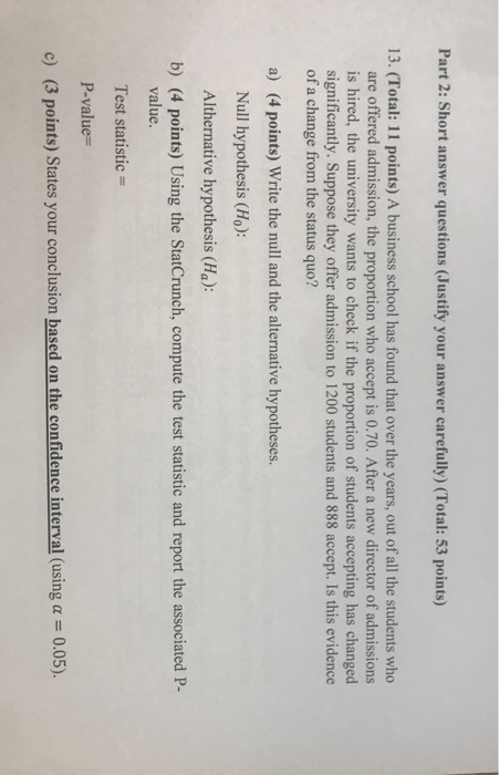 Solved Part 2: Short answer questions (Justify your answer | Chegg.com