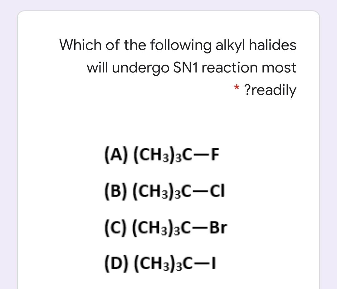 Solved Which of the following alkyl halides will undergo SN1 | Chegg.com
