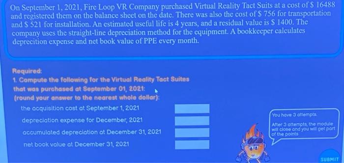 Solved On September 1, 2021, Fire Loop VR Company purchased | Chegg.com