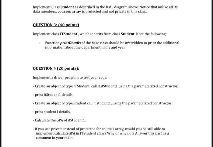 Solved Implement Class Student as described in the UML | Chegg.com