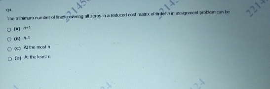 Solved Q4.The minimum number of lines covering all zeros in | Chegg.com