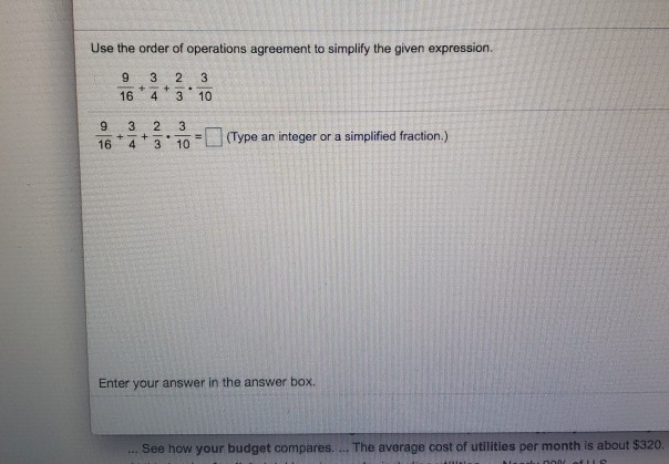 Solved Use the order of operations agreement to simplify the | Chegg.com