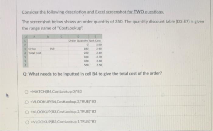 Consider the following description and Excel | Chegg.com
