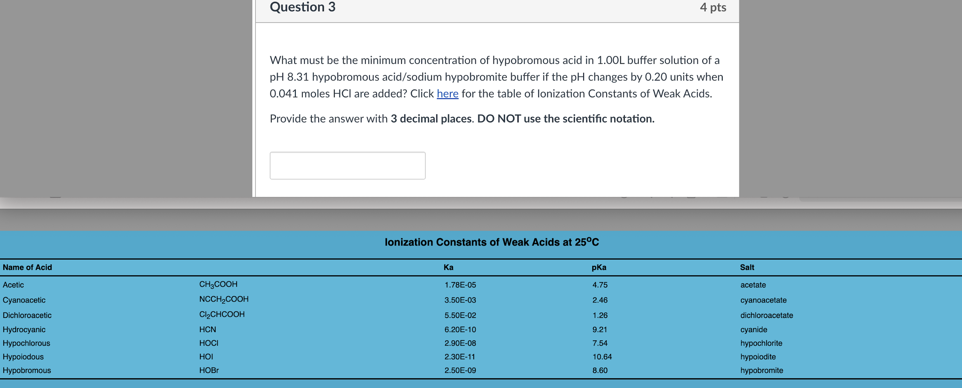 Solved Ionization Constants of Weak Acids at 25°C | Chegg.com