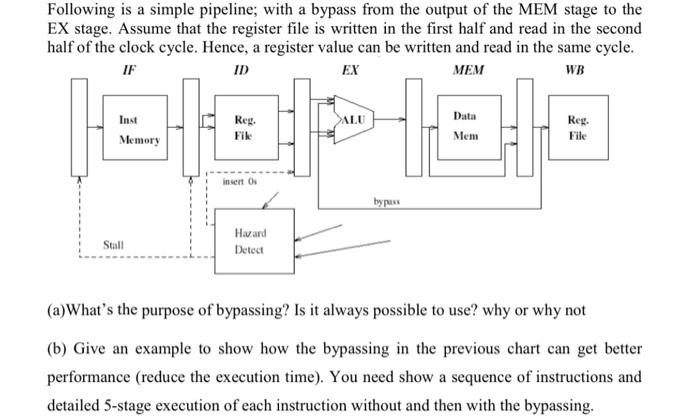 Solved Following is a simple pipeline; with a bypass from | Chegg.com