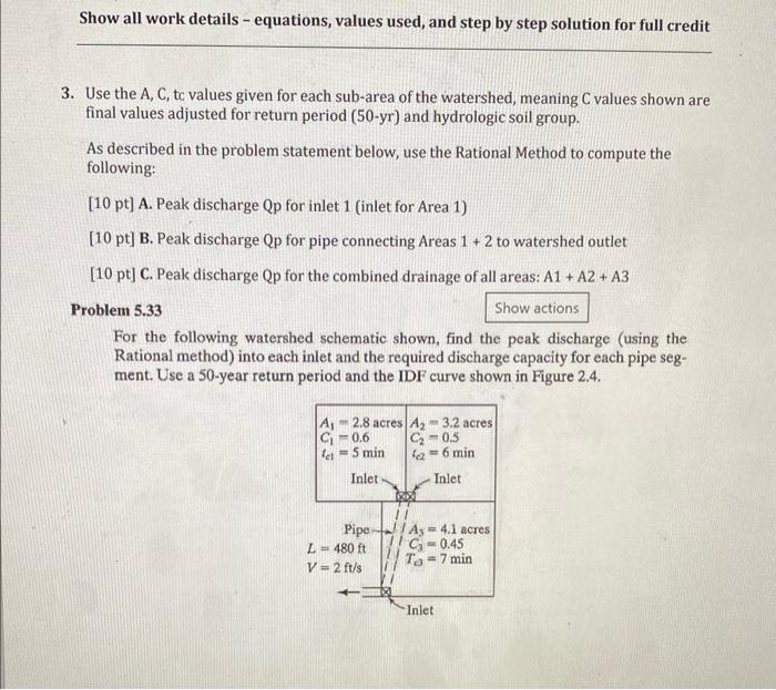 Solved Show all work details - equations, values used, and | Chegg.com