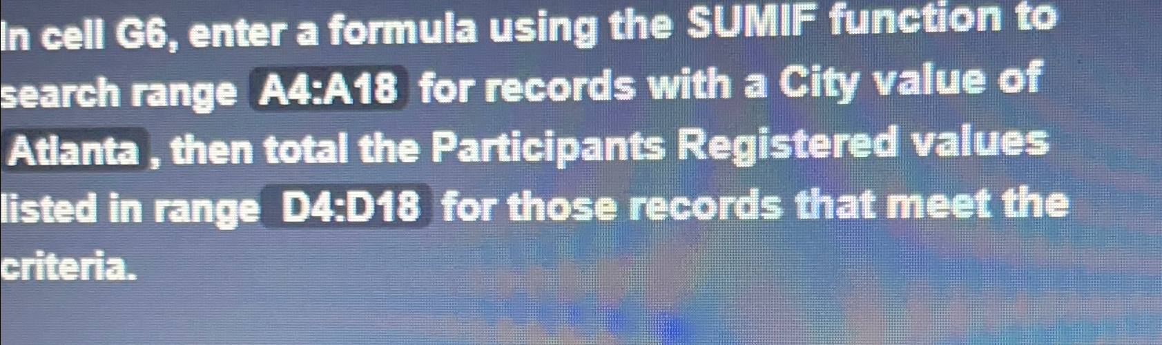 Solved In cell c6, ﻿enter a formula using the SUMI function | Chegg.com