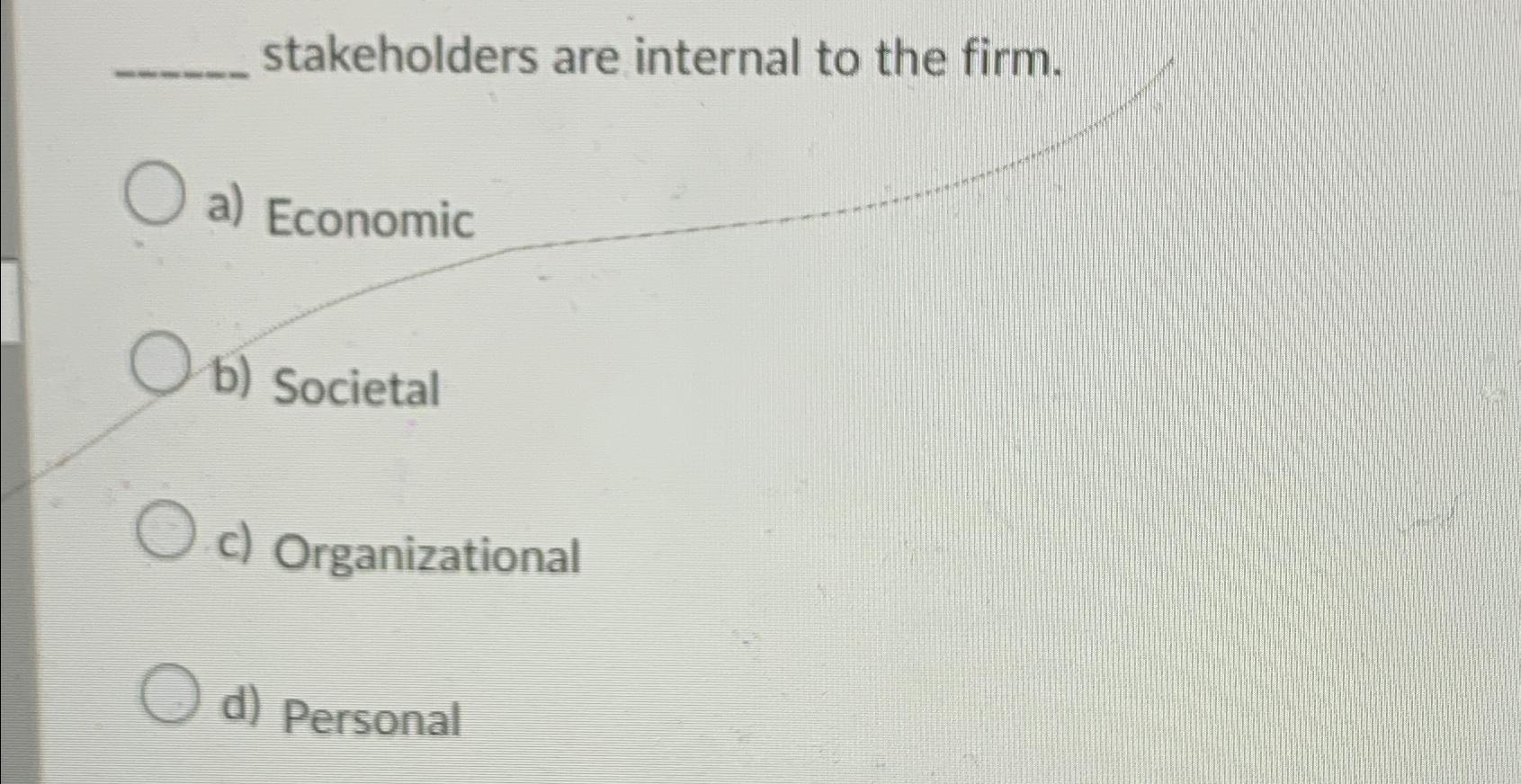 Solved stakeholders are internal to the firm.a) ﻿Economicb) | Chegg.com