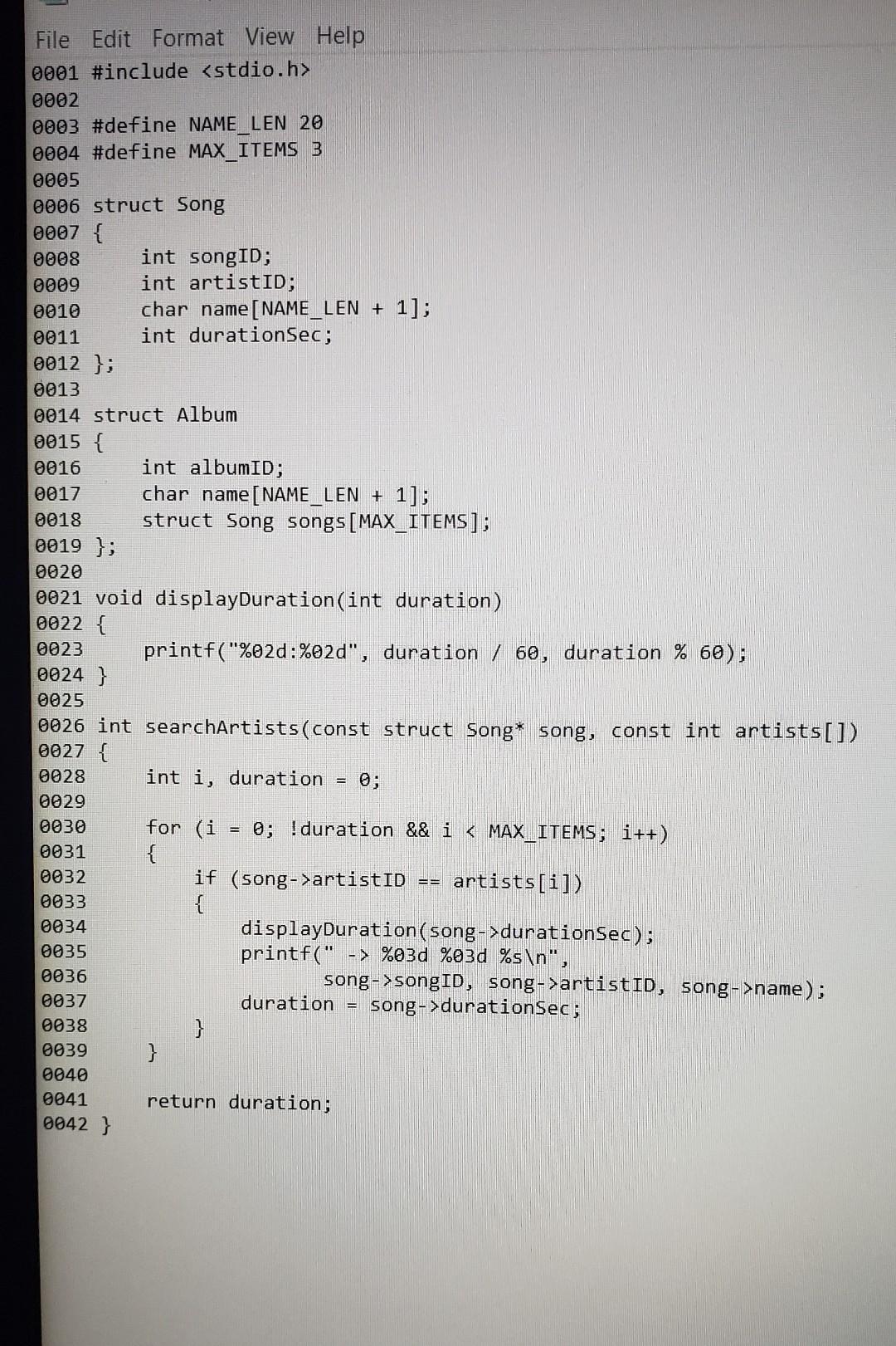 Solved File Edit Format View Help 0001 #include 0002 0003 | Chegg.com