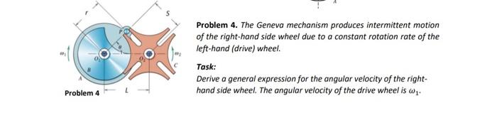 Solved Problem 4. The Geneva mechanism produces intermittent | Chegg.com