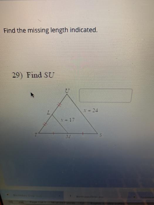 Solved Find the missing length indicated. 29) Find SU | Chegg.com