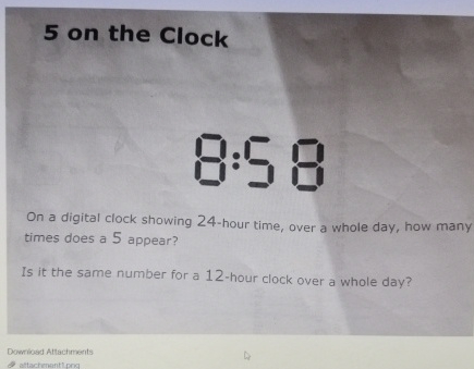 Solved 5 ﻿on the ClockOn a digital clock showing 24-hour | Chegg.com