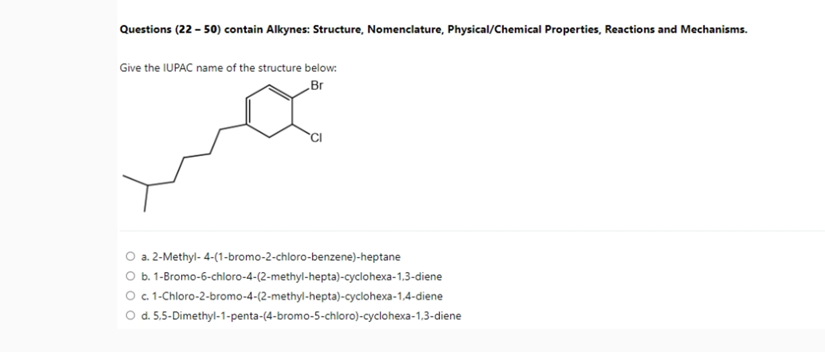 Solved Questions (22 - 50) ﻿contain Alkynes: Structure, | Chegg.com