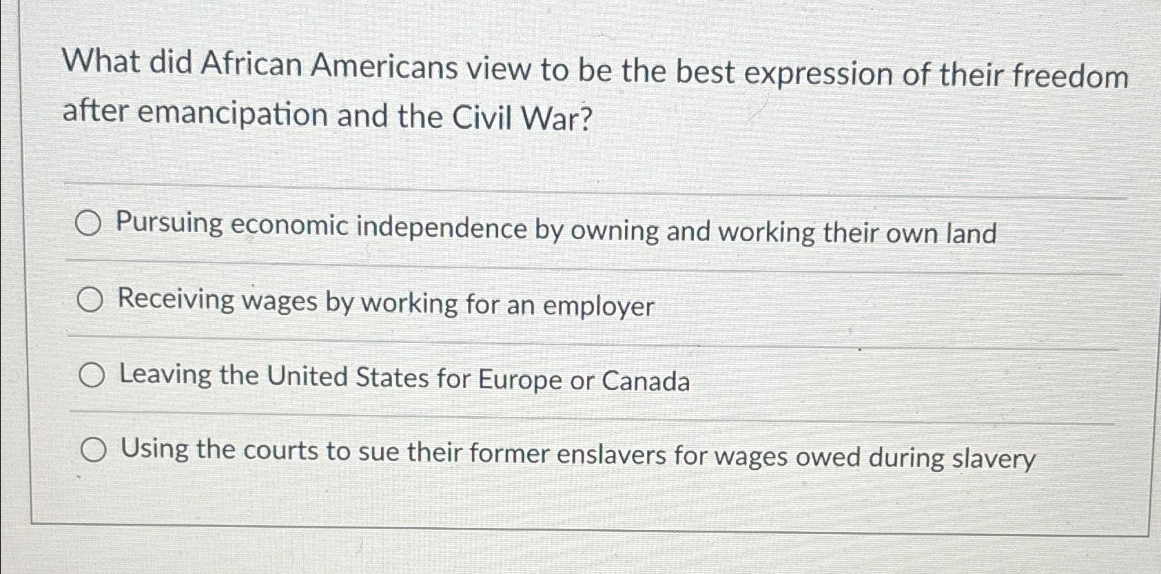 Solved What did African Americans view to be the best | Chegg.com