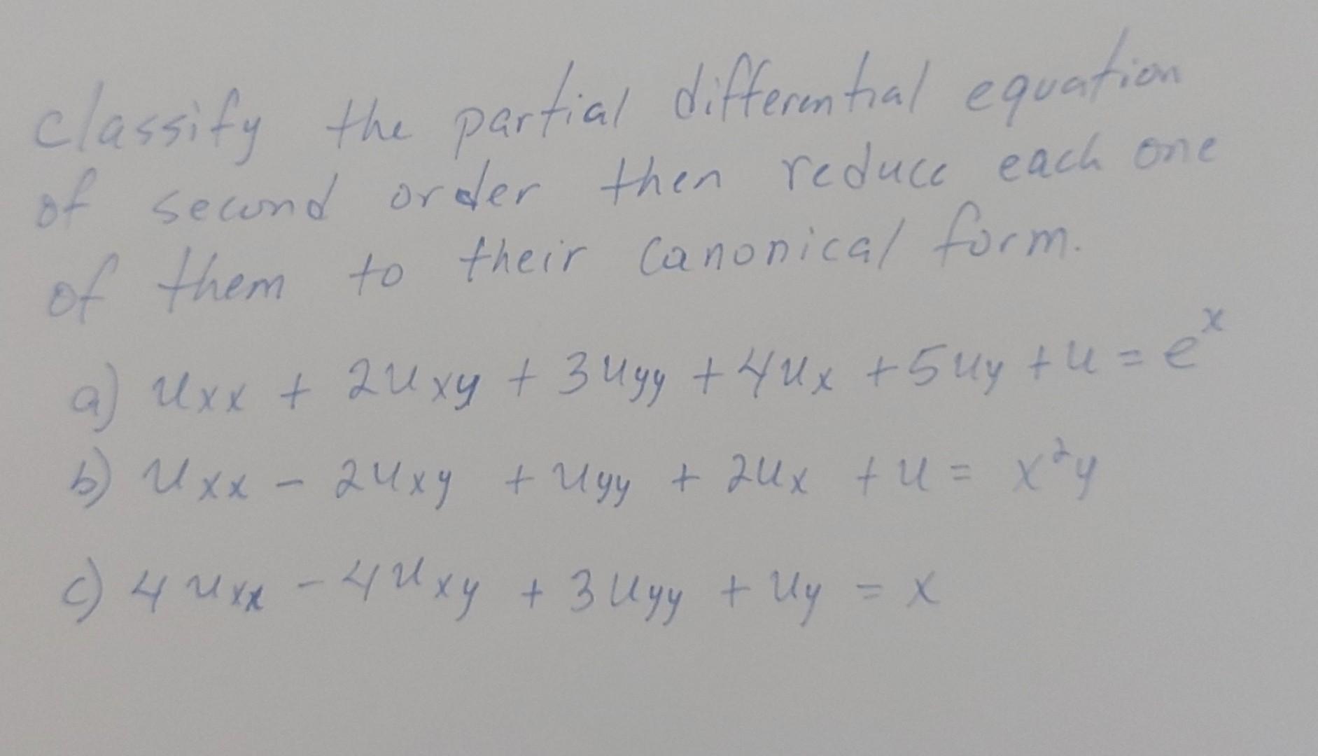 Solved classify the partial the partial differential | Chegg.com