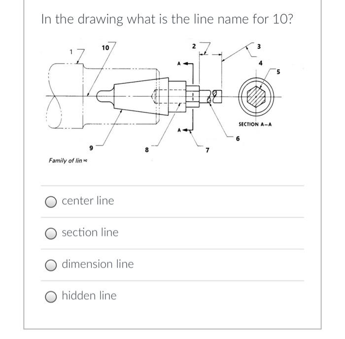 Solved 5. In the drawing what type of line is 6? 10 ¹7 B | Chegg.com