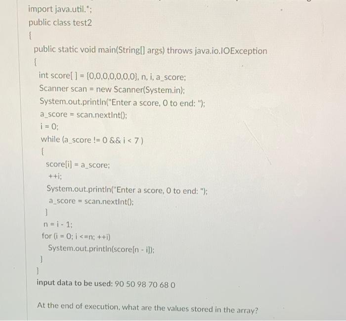Solved import java.util."; public class test2 { public | Chegg.com
