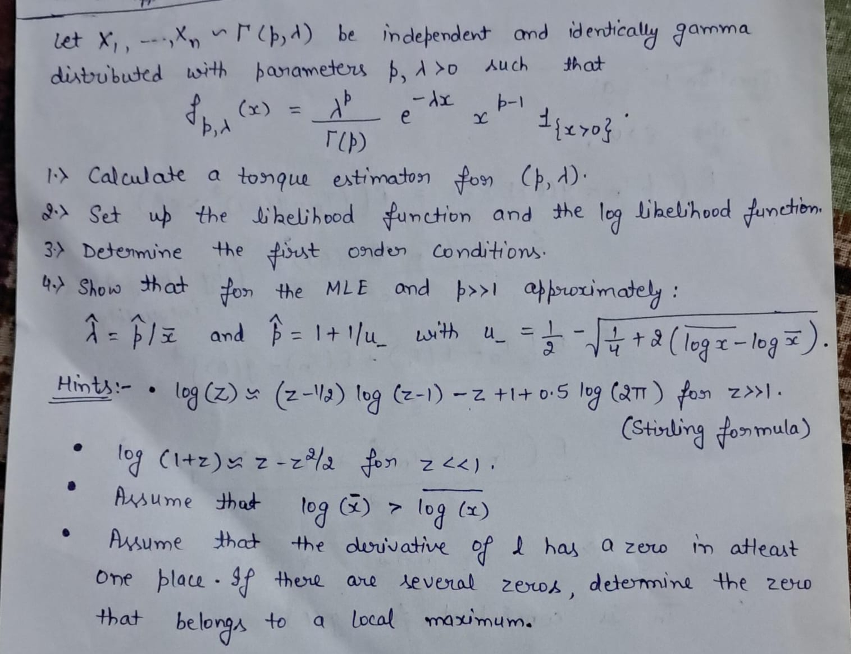Solved Let x1,dots,xn∼Γ(p,λ) ﻿be independent and identically | Chegg.com