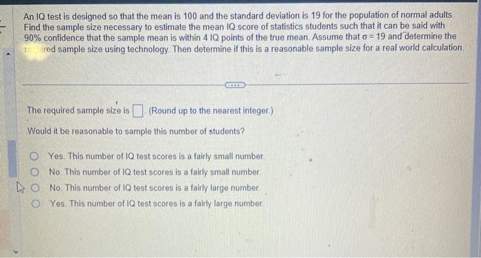 Solved An 1Q test is designed so that the mean is 100 and | Chegg.com