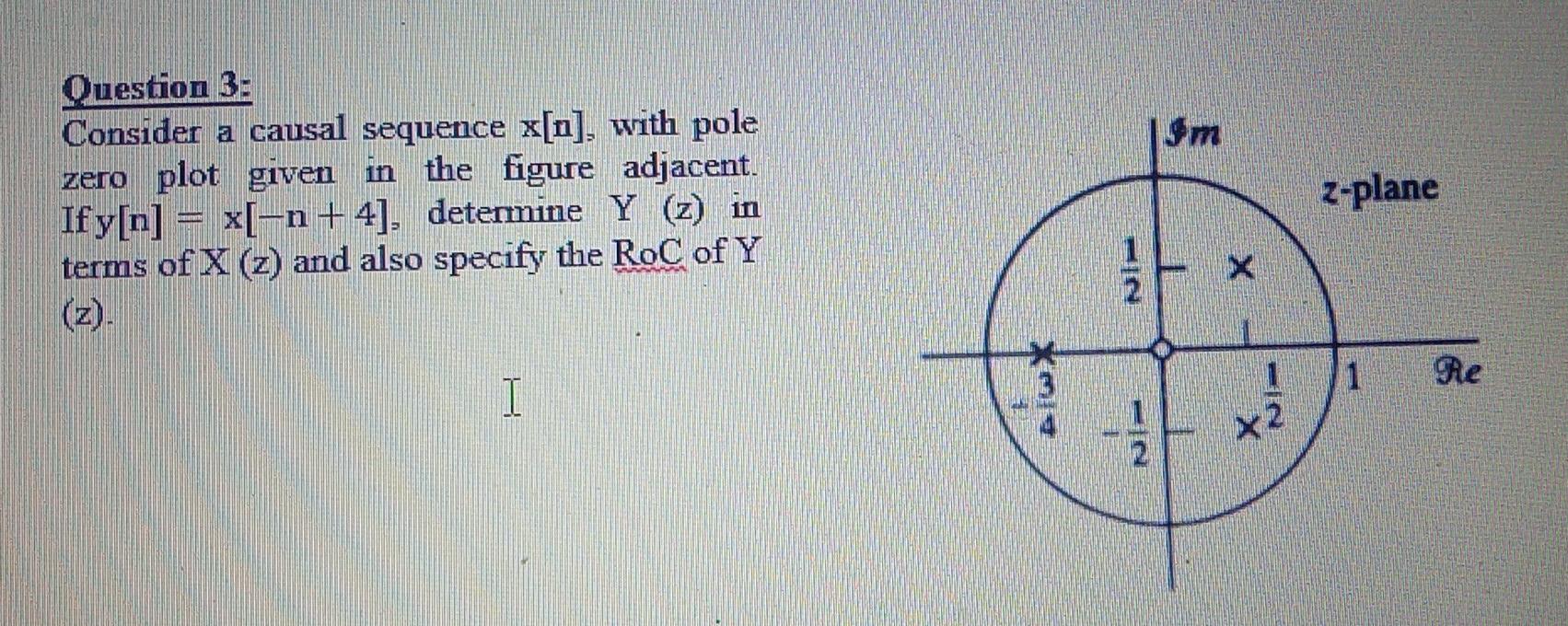 Solved Question 3: Consider a causal sequence x[n], with | Chegg.com