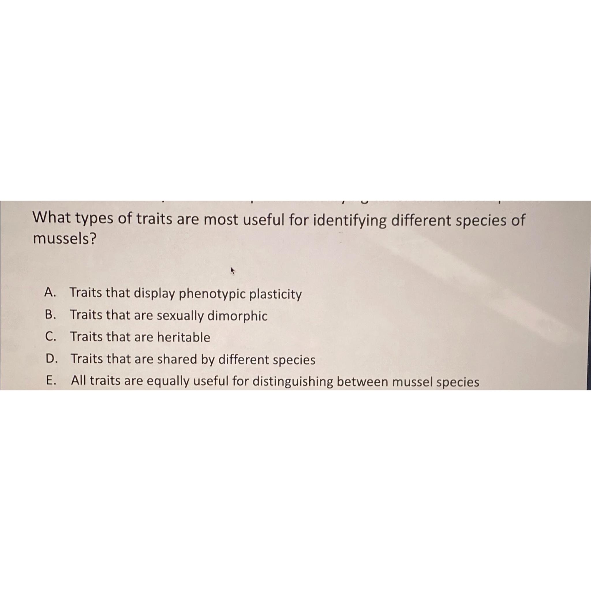 Solved What types of traits are most useful for identifying | Chegg.com