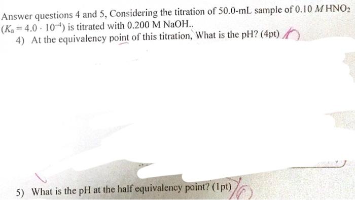 Solved Answer questions 4 and 5 , Considering the titration | Chegg.com