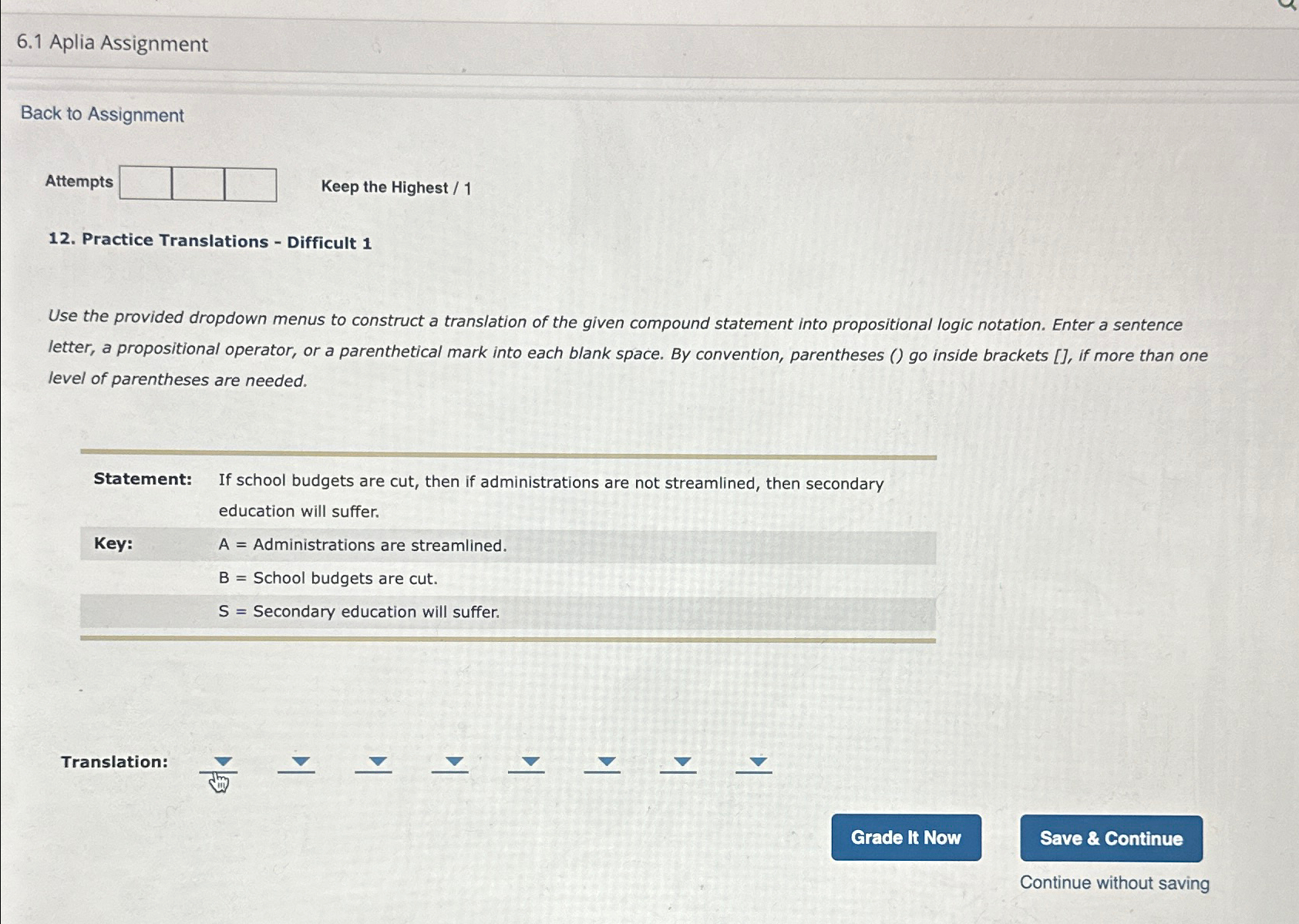 Solved 6.1 ﻿Aplia AssignmentBack to AssignmentAttempts Keep | Chegg.com
