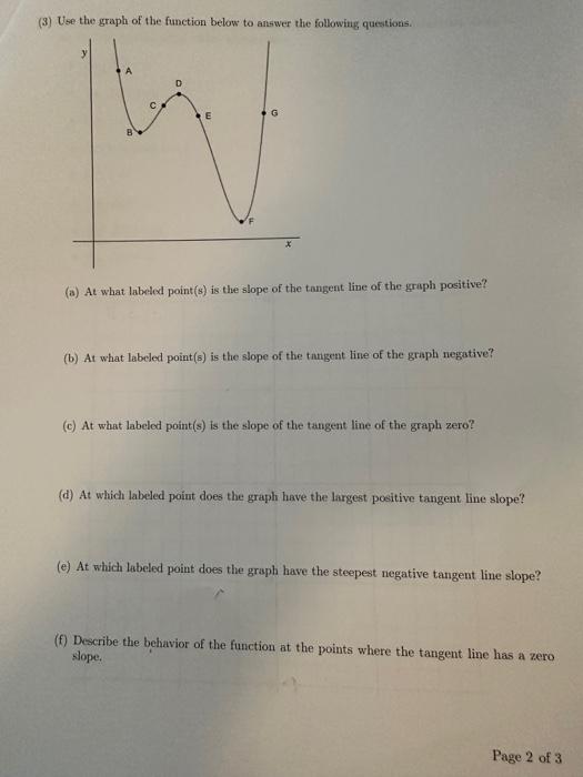 Solved (3) Use the graph of the function below to answer the | Chegg.com