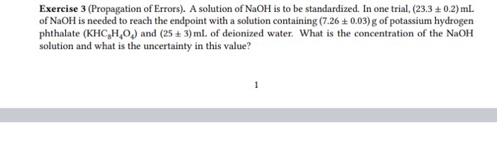 Solved Exercise 3 (Propagation of Errors). A solution of | Chegg.com