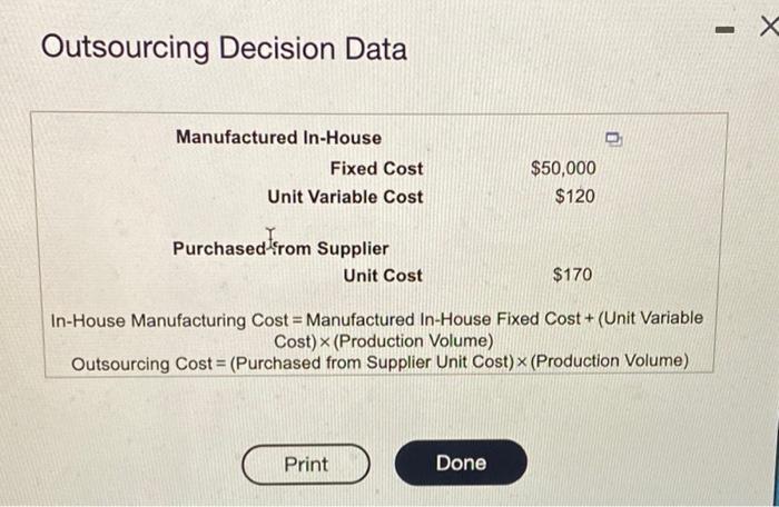 Solved Use the accompanying outsourcing decision data to | Chegg.com Solved Use the accompanying outsourcing decision data to | Chegg.com